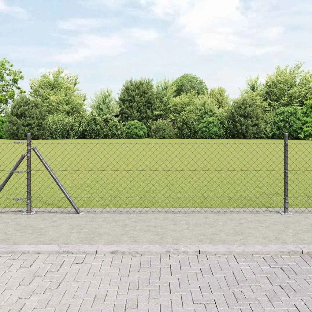 Zábradlí s betonovým základem 25 x 0,4 m Ocel potažená PVC Šedá 3351270
