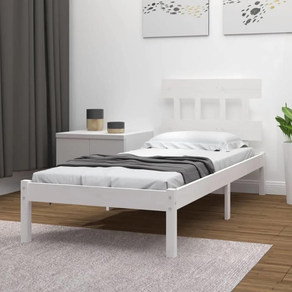 vidaXL Rám postele masivní dřevo 100 x 200 cm [3104728] Barva: Bílá