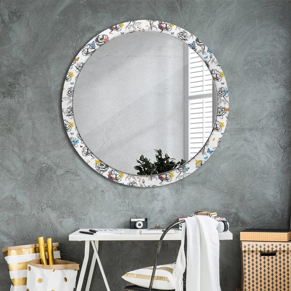 Kulaté dekorativní zrcadlo Motýl fi 100 cm