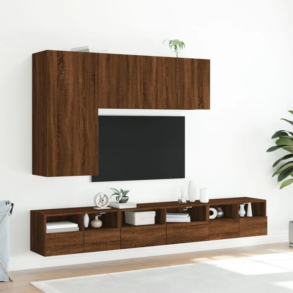 Nástěnná TV skříňka hnědý dub 60 x 30 x 30 cm kompozitní dřevo