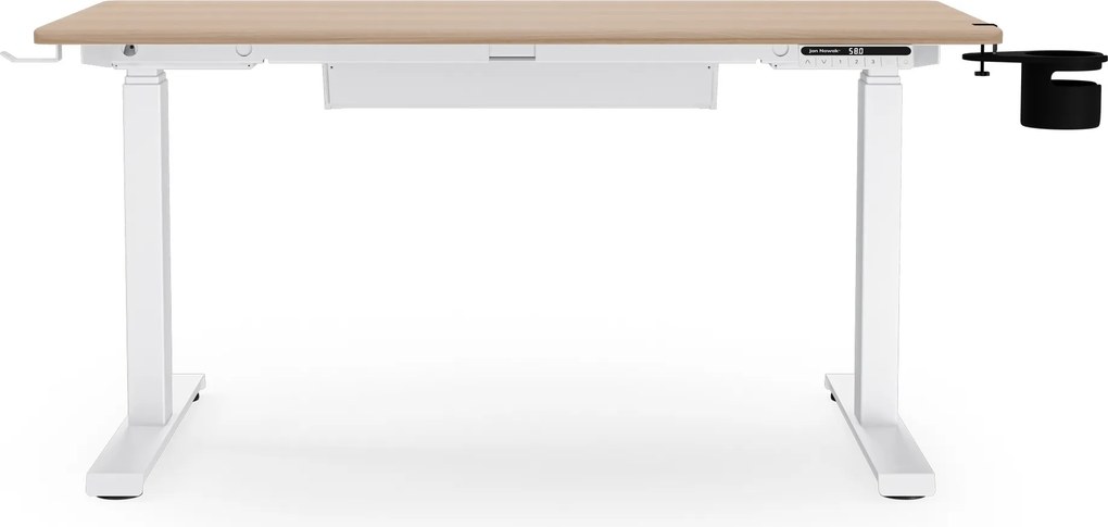 Elektrický stůl s nastavitelnou výškou ergonomický bílý/dub sonoma,1200x600 mm: ARIA