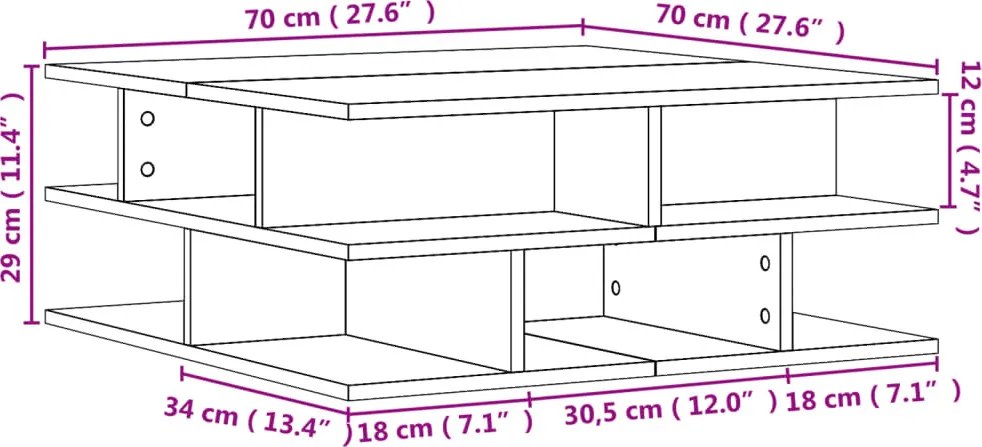 vidaXL Konferenční stolek 70 x 70 x 29 cm kompozitní dřevo [840744] Barva: Bílá