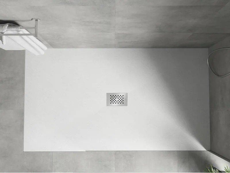 Mexen Hugo, obdélníková sprchová vanička SMC 170 x 100 cm, bílá, ocelová krytka, 42101017-X