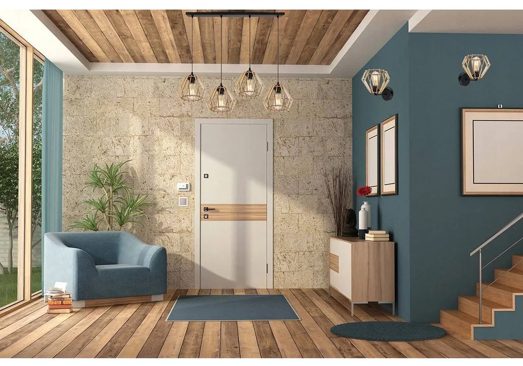 Závěsné svítidlo Timber, 4x dřevěné stínítko