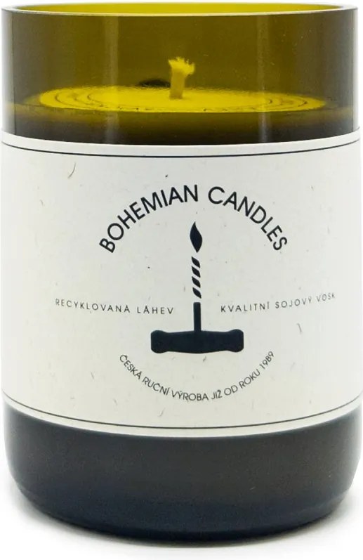 Sójová svíčka ve vinné lahvi Chardonnay – s vůní broskví a melounu, doba hoření 50 hodin, česká ruční výroba