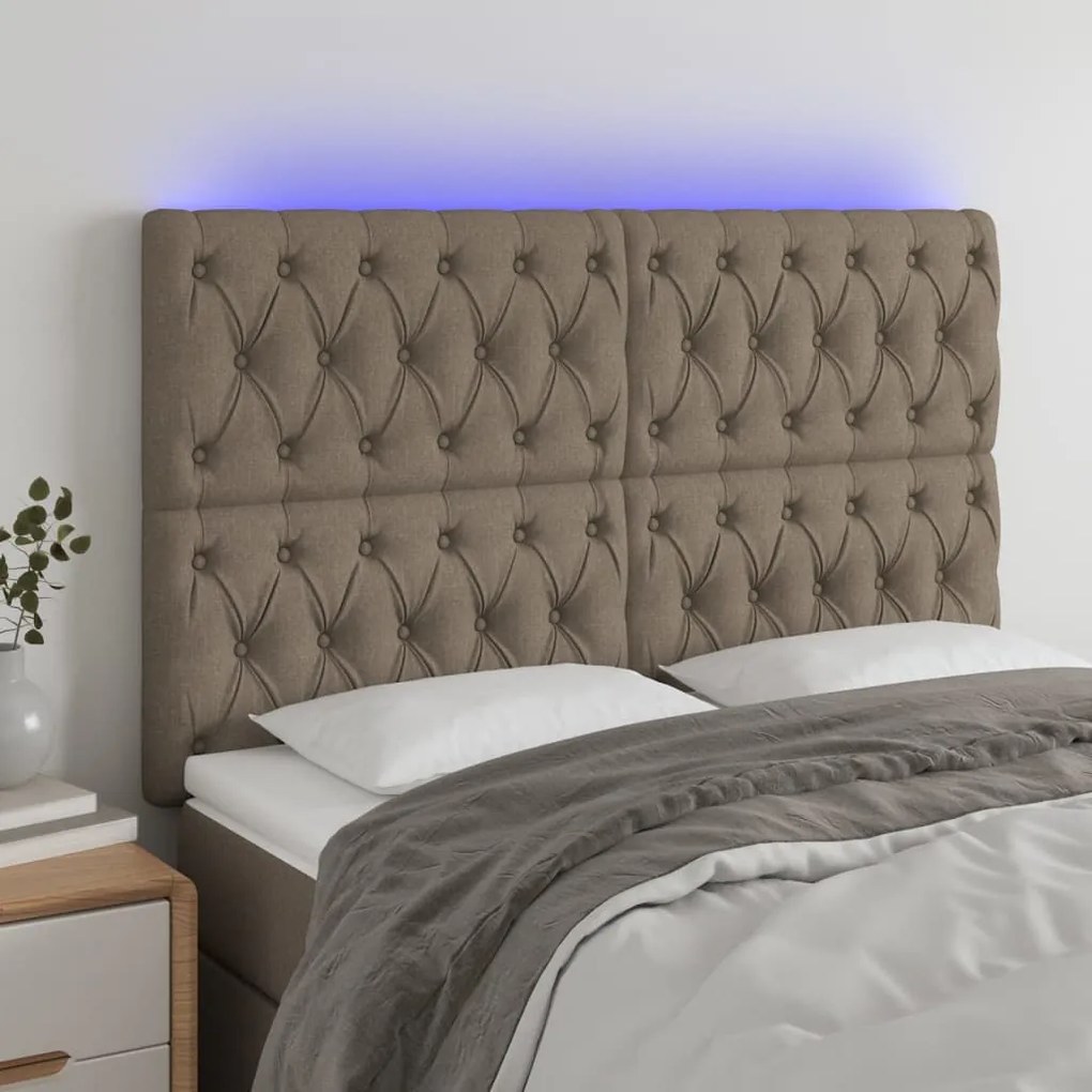 Čelo postele s LED taupe 160x7x118/128 cm textil
