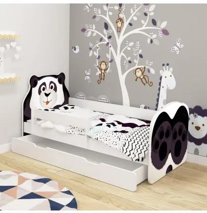 Dětská postel ACMA VII Panda 140x70 cm se šuplíkem + matrace zdarma