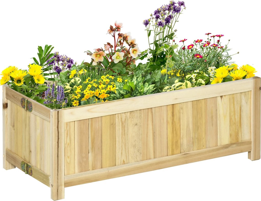 Skládací dřevěný truhlík Outsunny se 4 nohama pro pěstování zeleniny a květin na venkovním terase, balkoně, rozměry 70x30x25 cm | Aosom
