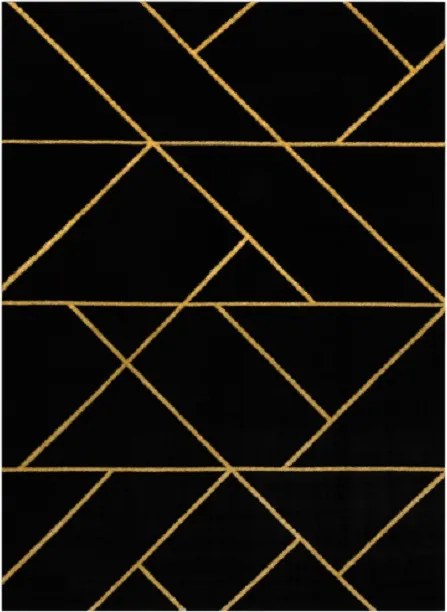 Kusový koberec Emerald geometric 1012 black and gold, 140x190, čierna, chodba / predsieň, Dywany Łuszczów