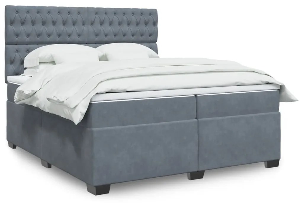 Box spring postel s matrací tmavě šedá 200x200 cm samet 3293309