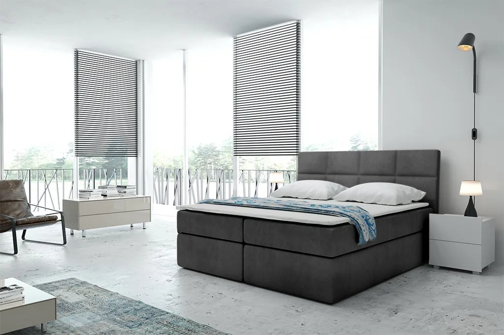 Eka Kontinentální čalouněná postel Smoth - Cassablanca (180x200 cm) Barva látky Trinity: Černá (Trinity 2316)