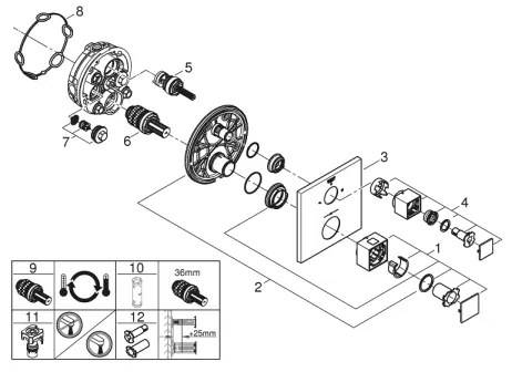 GROHE 24154000 - Termostatická baterie GROHTHERM CUBE lesklý chrom