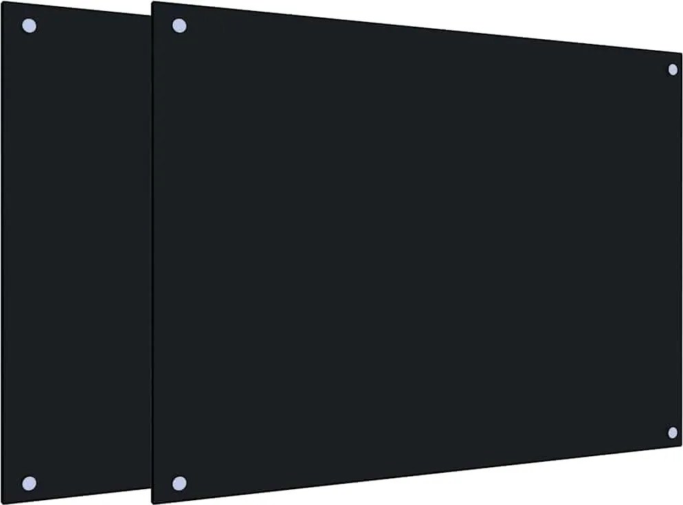 Kuchyňské panely 2 ks černé 80 x 60 cm tvrzené sklo 3315800
