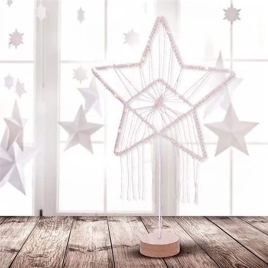 SOLIGHT LED vánoční hvězda bílá, 33cm, 3x LED svíčka, 3x AAA