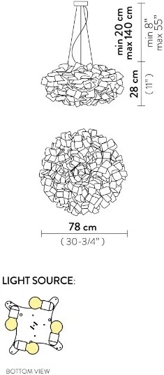 Slamp Clizia Mama Non Mama White Large, designové svítidlo s čirým kabelem, 4x12W E27, prům. 78cm