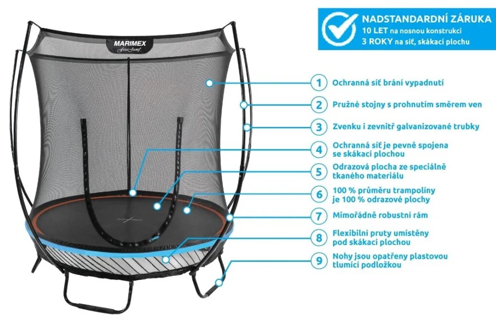 Trampolína bezpružinová Marimex Free Jump183 cm