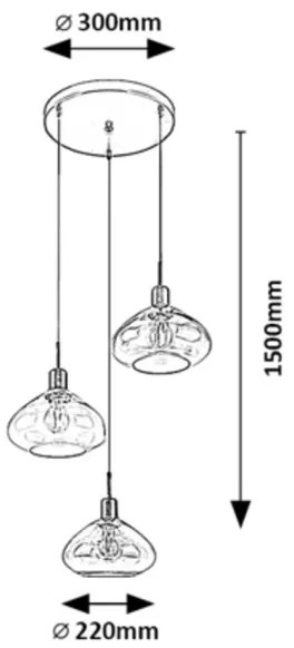 Rabalux 72023 - Lustr na lanku DVORA 3xE27/40W/230V