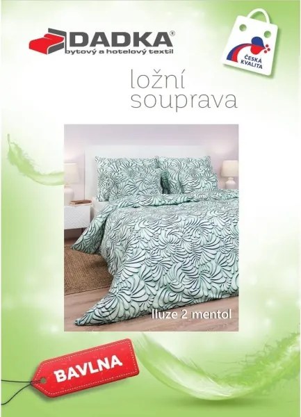 DADKA Povlečení bavlna Iluze 2 mentol 200x200, 2x 70x90 cm
