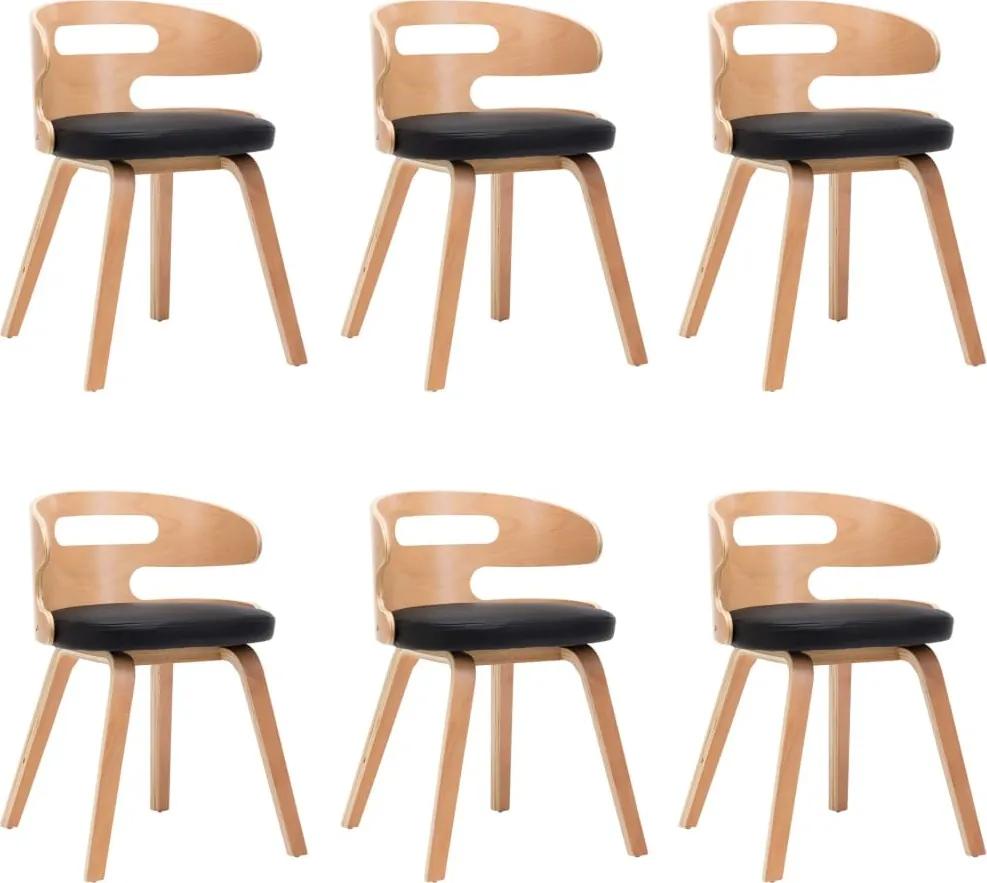 vidaXL Jídelní židle 6 ks krémové ohýbané dřevo a umělá kůže [278855] Barva: černá a světle hnědá