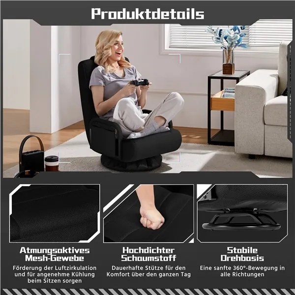 Křeslo Yaheetech – černá, 100% polyester (257264552497)