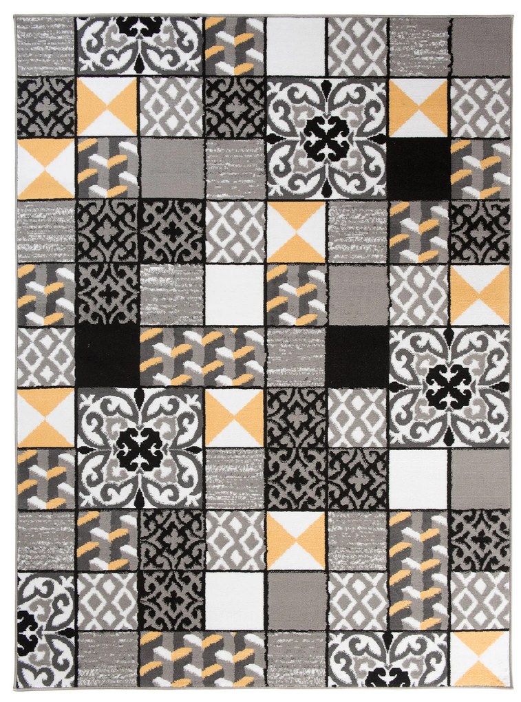 Kusový koberec moderní MAYA Z906A Patchwork šedý žlutý Rozměr: 180x250 cm