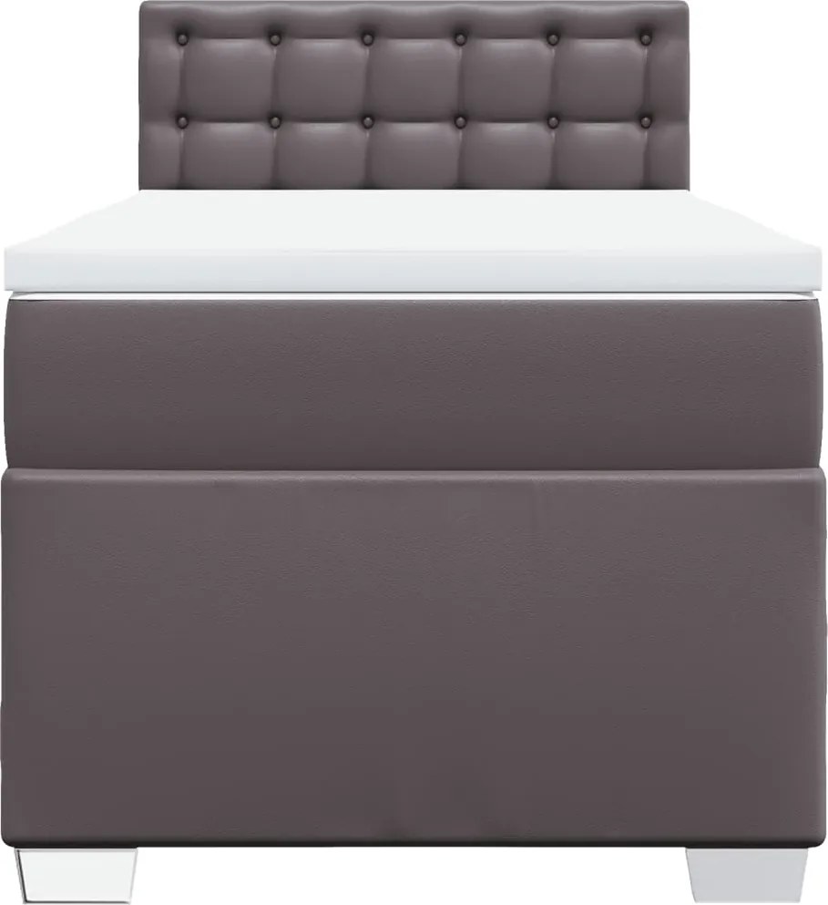 Box spring postel s matrací šedá 80 x 200 cm umělá kůže 3286098