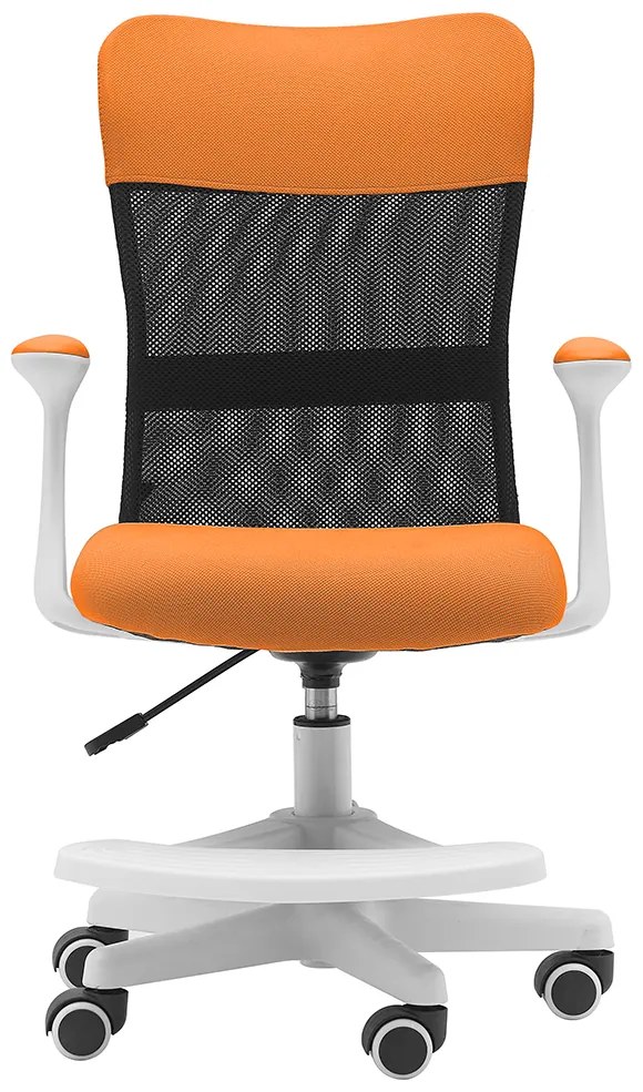 Dětská židle Neoseat MONKEY WHITE s podnoží — látka, bílá / oranžová