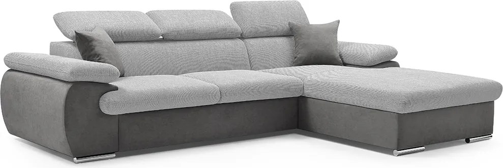 Sedací souprava COOL | 281x191 cm | rozkládací + úložný prostor | PRAVÁ | světle šedá 18/14