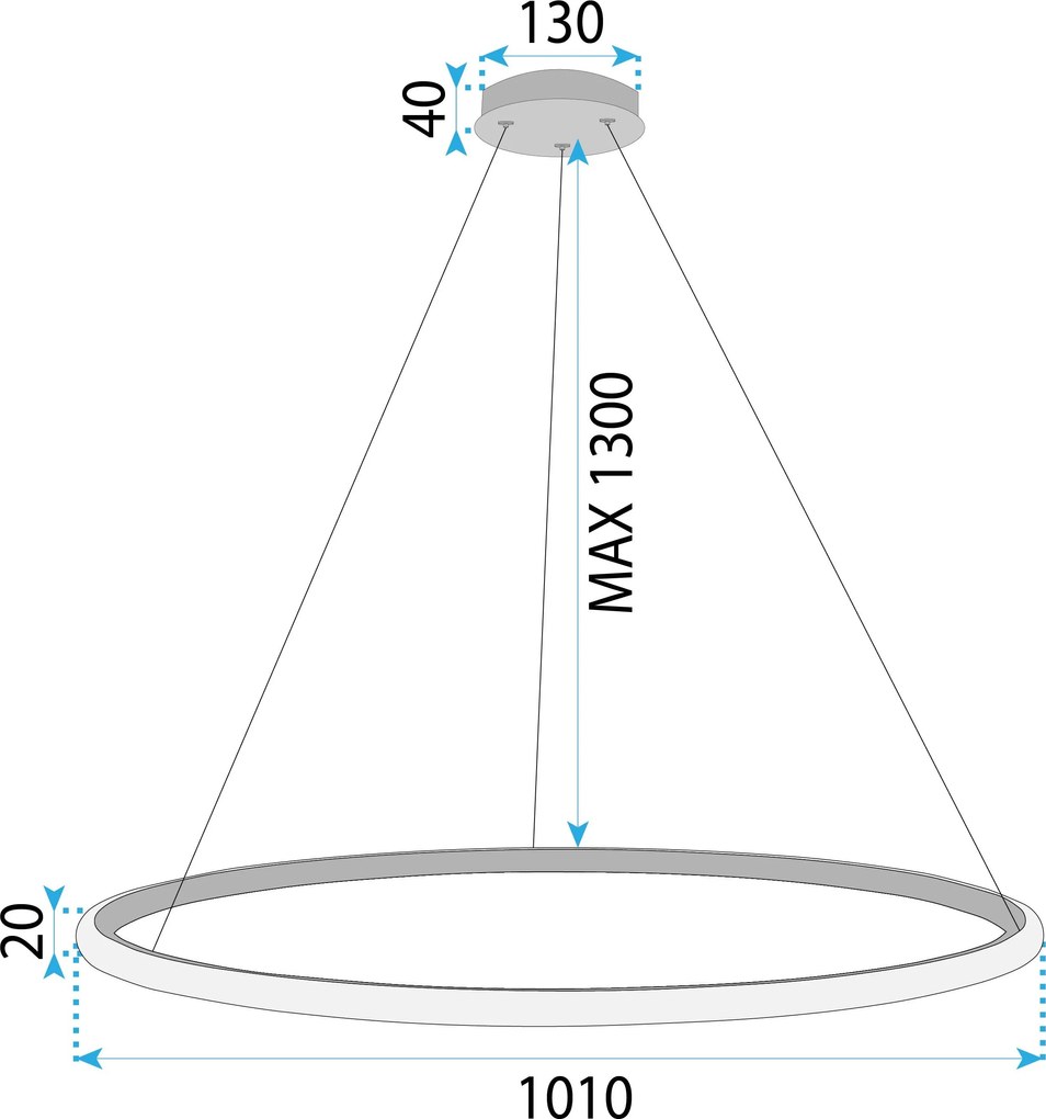 Toolight Toolight, LED stropní osvětlení 100cm, 60W, 3000K, LHJ006-CP, zlatá matná, OSW-60003