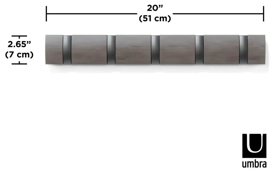 Světle šedý nástěnný věšák z topolového dřeva Flip – Umbra