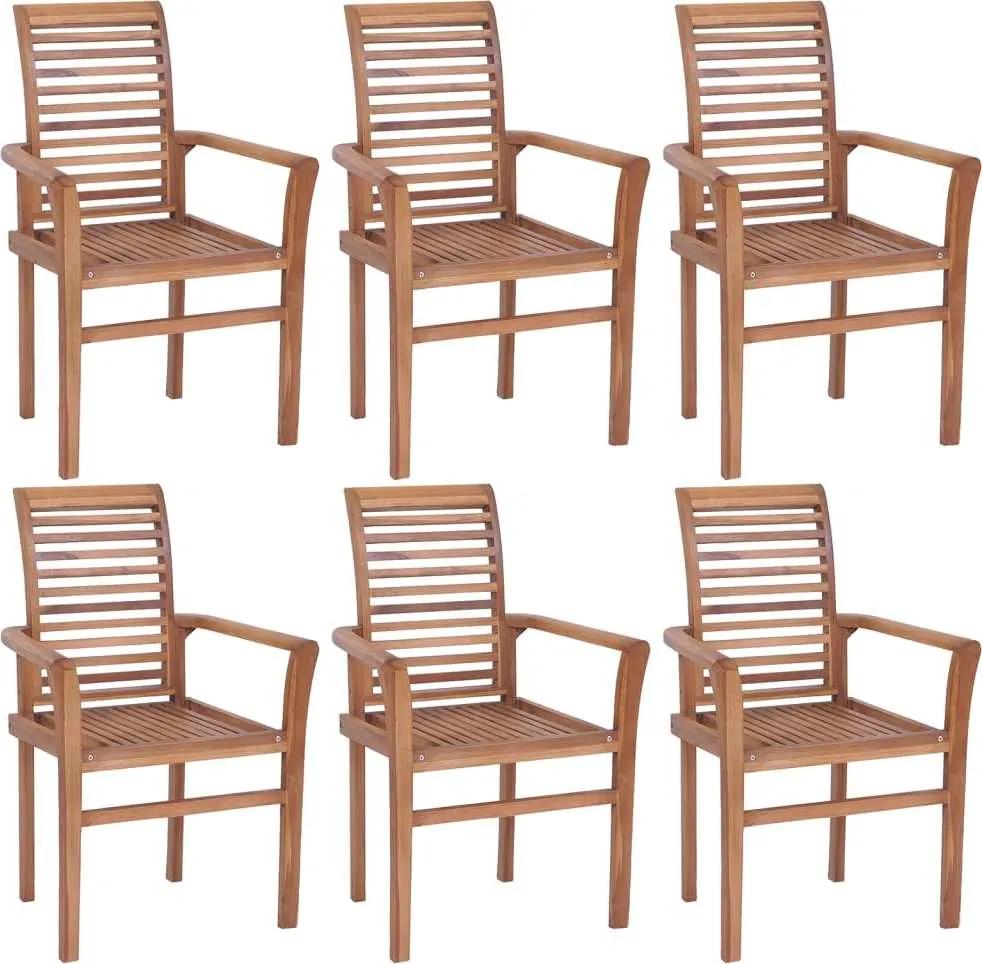 vidaXL Stohovací jídelní židle 6 ks masivní teakové dřevo [3072944]