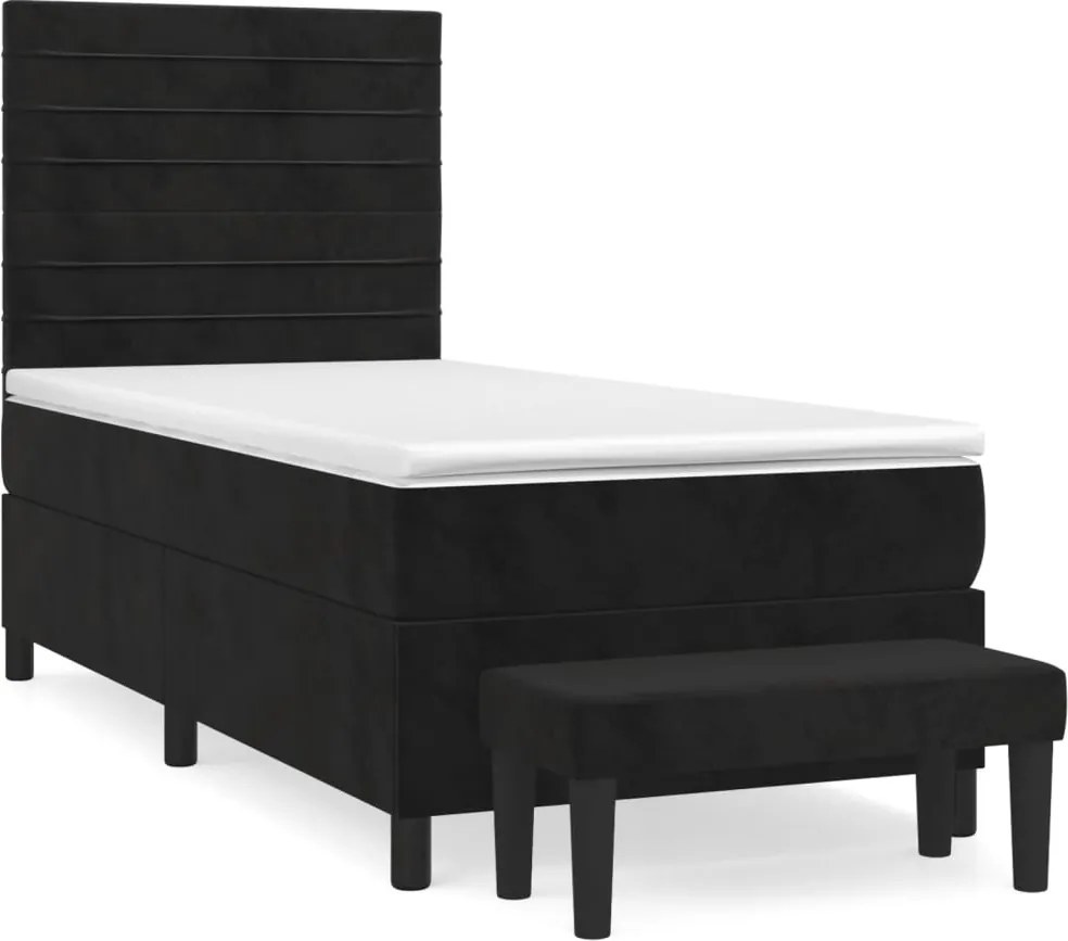 Box spring postel s matrací černá 100x200 cm samet 3137889