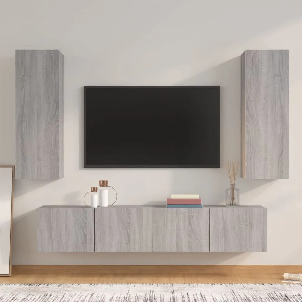 4dílný set TV skříněk šedý sonoma kompozitní dřevo 3114204