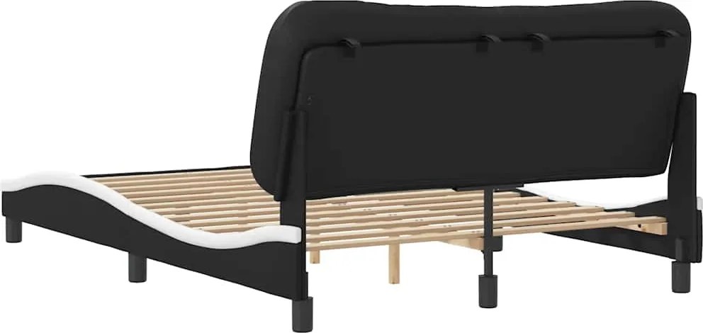 Rám postele bez matrace Hvar černý a bílý 140 x 200 cm umělá kůže 3208007