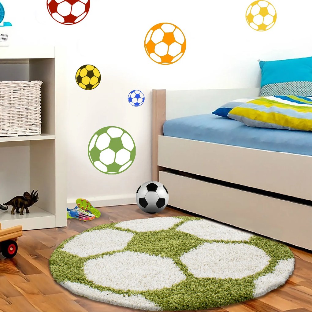 Ayyildiz, Dětský kusový koberec Fun 6001 green, 120x120 (průměr) kruh, zelená, dětský pokoj