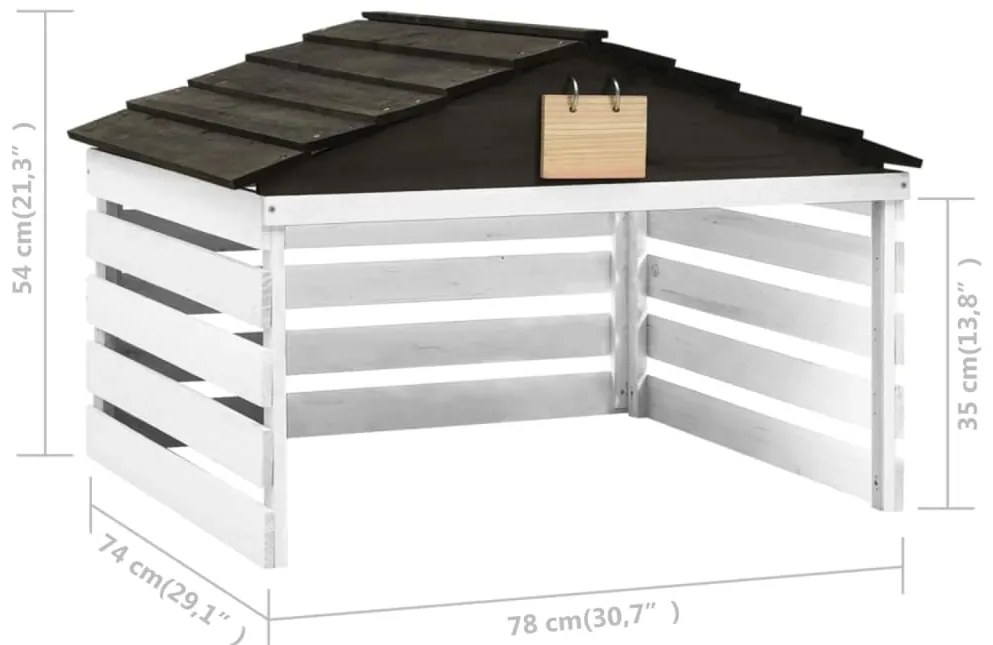 vidaXL Garáž na robotickou sekačku černobílá 78x74x54 cm jedlové dřevo