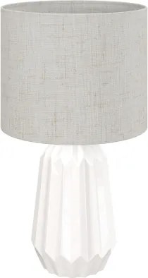 HOMCOM stolní lampa s keramickým podstavcem a lněným stínidlem v retro stylu do ložnice 40W bílá a béžová