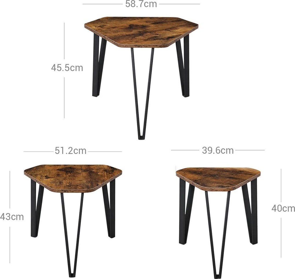 Stohovatelný konferenční stolek, set 3 malých stolů