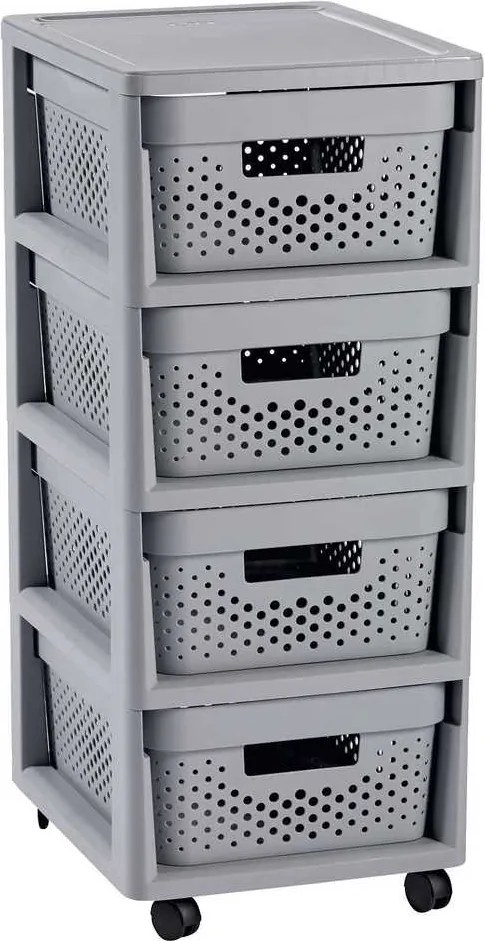 CURVER INFINITY DOTS regál se šuplíky 4x11L / šedý