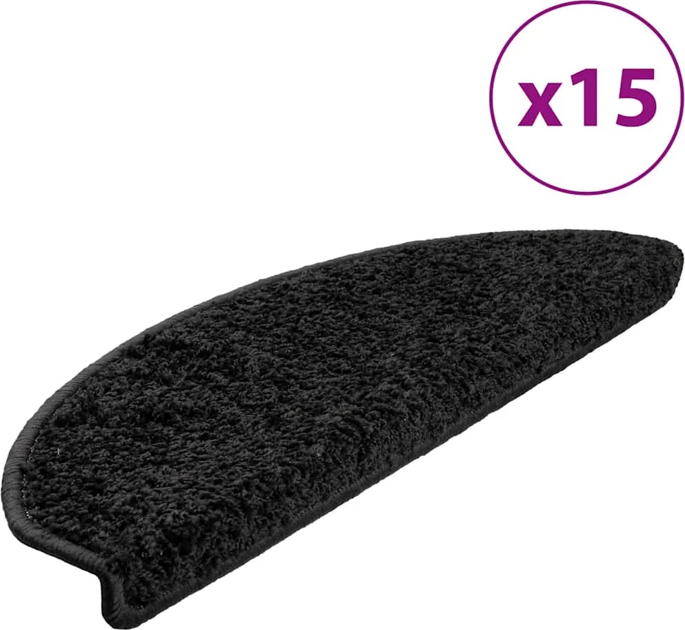 Schodové rohože 15 ks 65 x 21 x 4 cm černé, půlkulaté, velké 133901