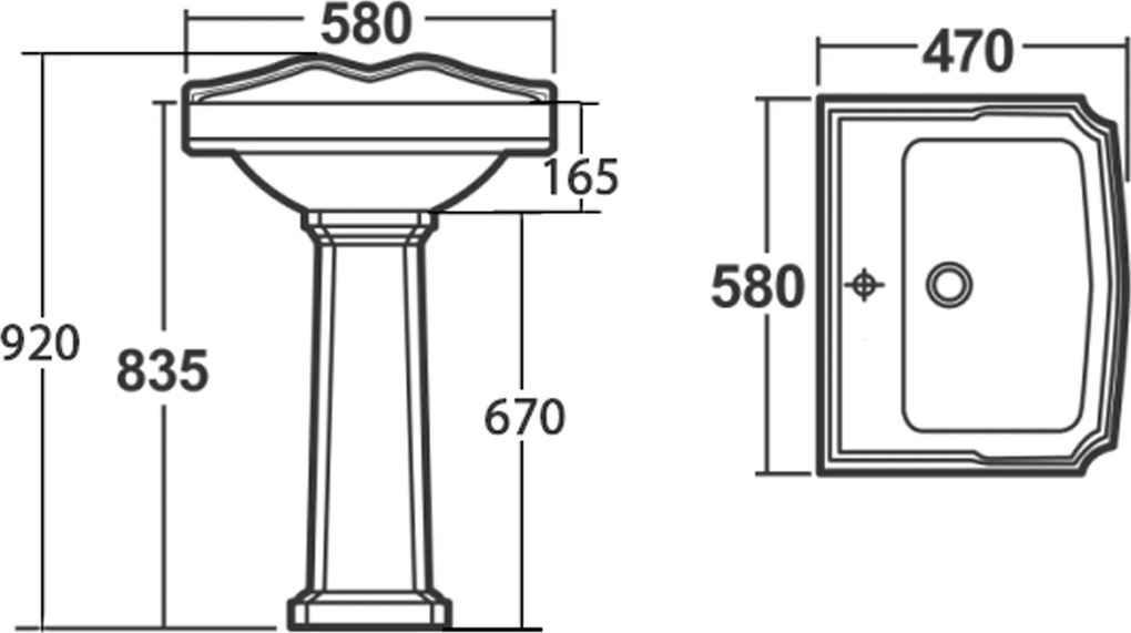Aqualine Antik AK103 sloup k umyvadlu