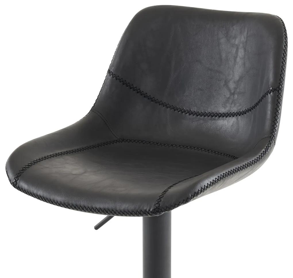Židle barová, černá ekokůže, kov černá