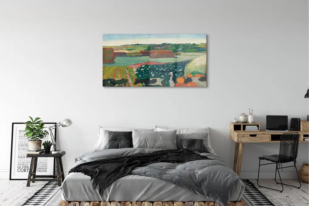 akrylový obraz Art malované pohled venkova 125x50 cm