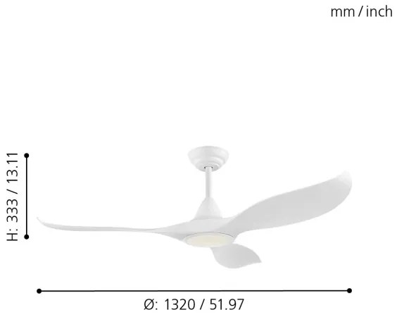 Eglo 35006 - LED Stropní ventilátor CIRALI LED/15W/230V + DO