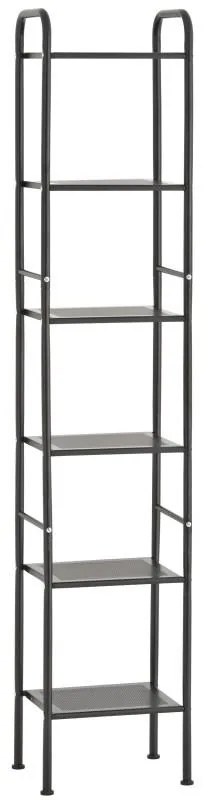 Erga Lexa, koupelnový kovový regál se 6 policemi 28x32,5x166,5 cm, černá matná, ERG-YKA-P.LEXA-BLK