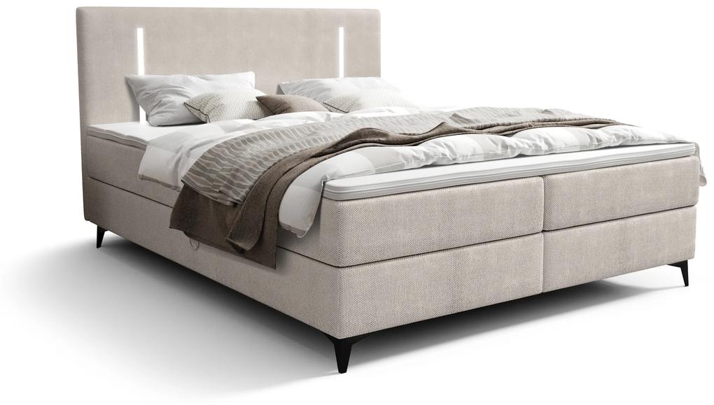 Manželská postel 140 cm Ortega Comfort (světle šedá) (s roštem a matrací, s úl. prostorem) (s LED osvětlením). 1082712