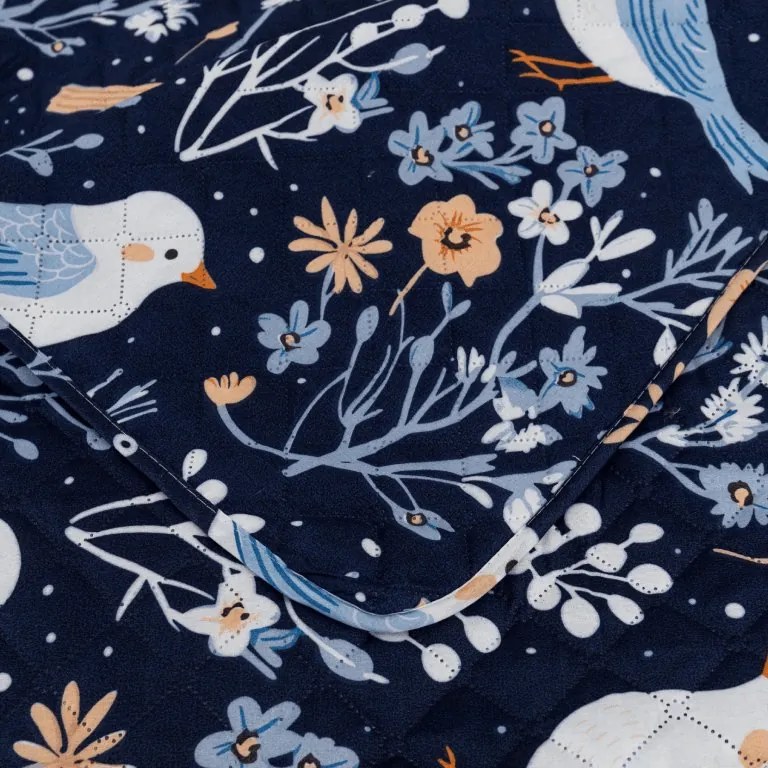 Přehoz na postel DENIM BIRDS, modrý Rozměr: 220 x 240 cm