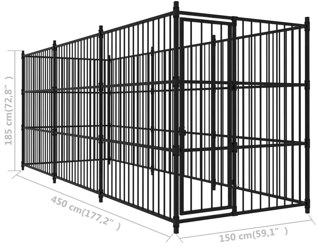 vidaXL Venkovní psí kotec 450 x 150 x 185 cm