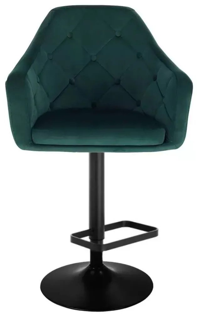 LuxuryForm DESIGN Barová židle ANDORA VELUR na černé kulaté podstavě - zelená