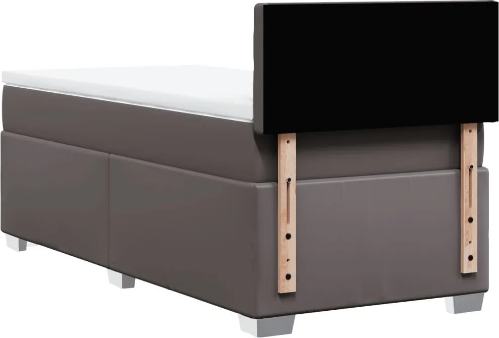 Box spring postel s matrací šedá 80 x 200 cm umělá kůže 3286098